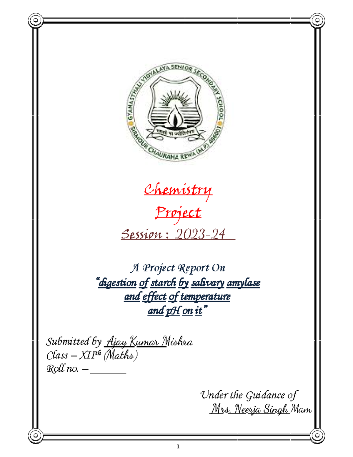 Chemproject - Chemistry Project A Project Report On “digestion of ...