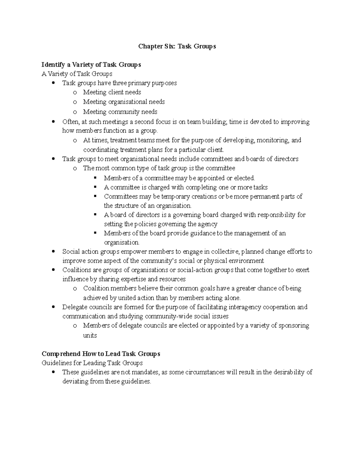 Chapter Six Task Groups - Chapter Six: Task Groups Identify a Variety ...