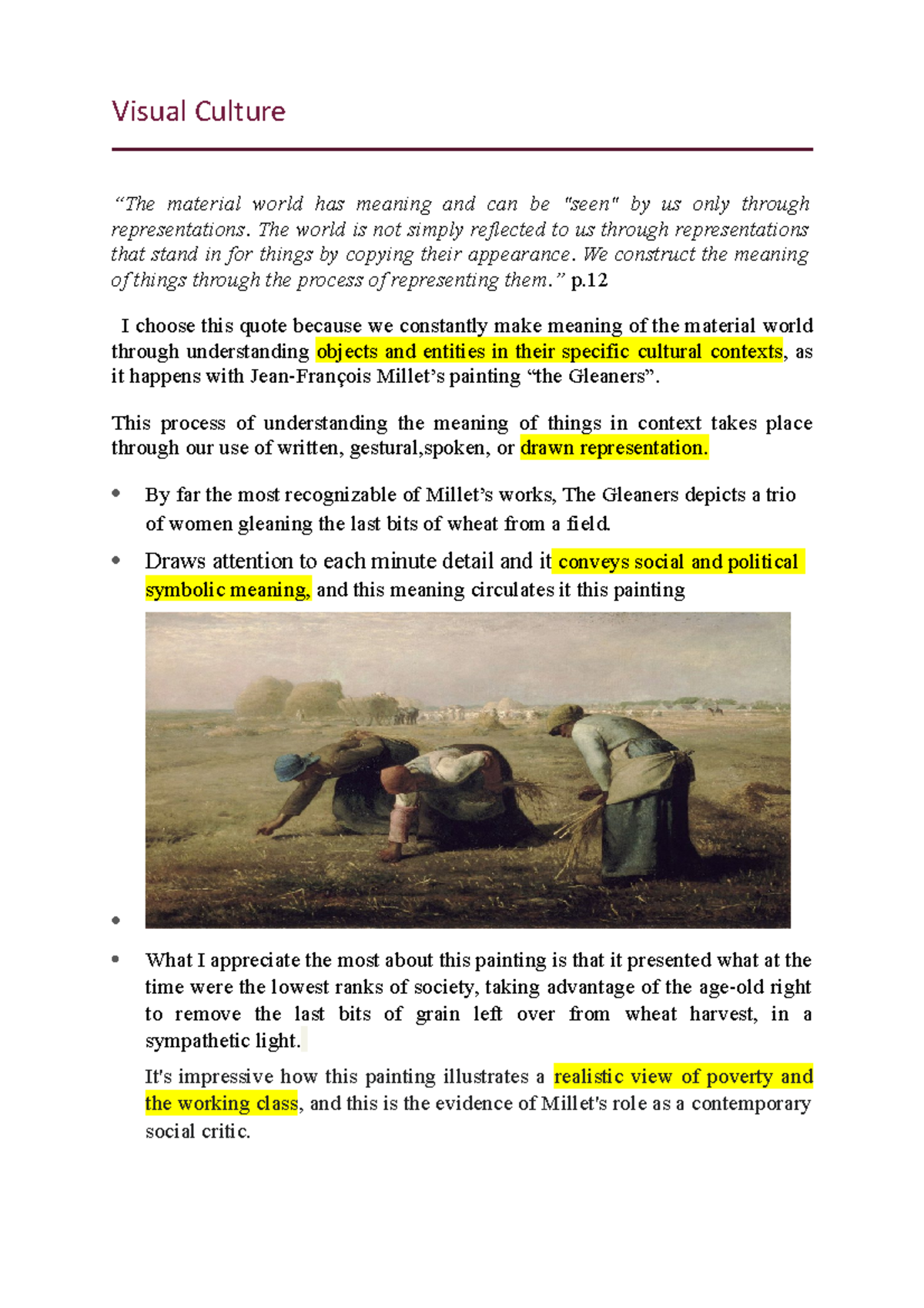 Cultura visual immagine - Visual Culture “The material world has ...