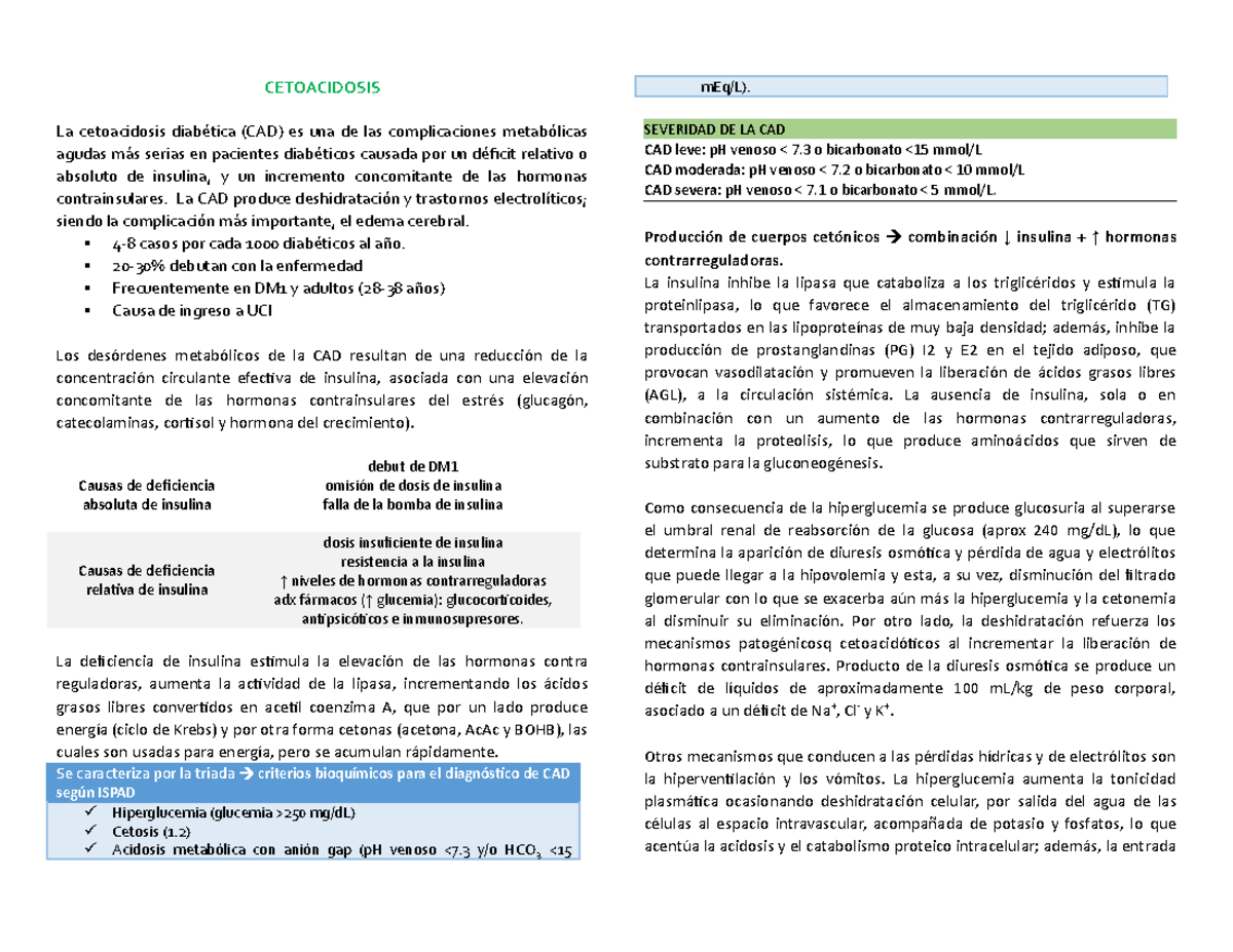 Cetoacidosis diabetica, estado hiperosmolar hiperglucemico y coma ...