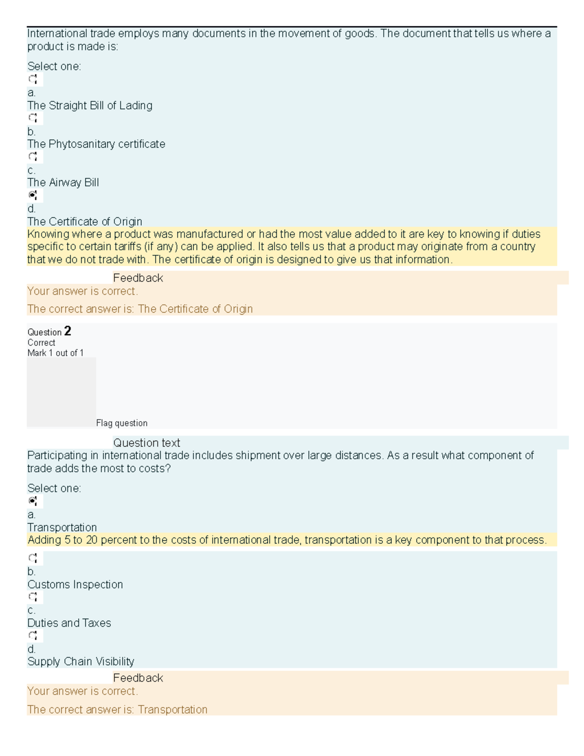 QUIZ - 9 - CITT - International trade employs many documents in the ...