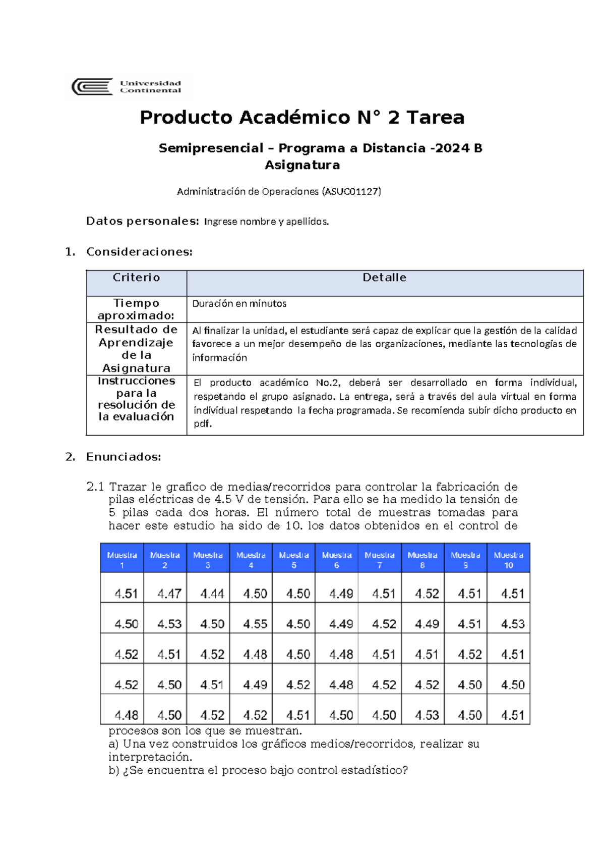 Producto Académico N 2 adm oper 2024 B. - Producto Académico N° 2 Tarea Semipresencial ...