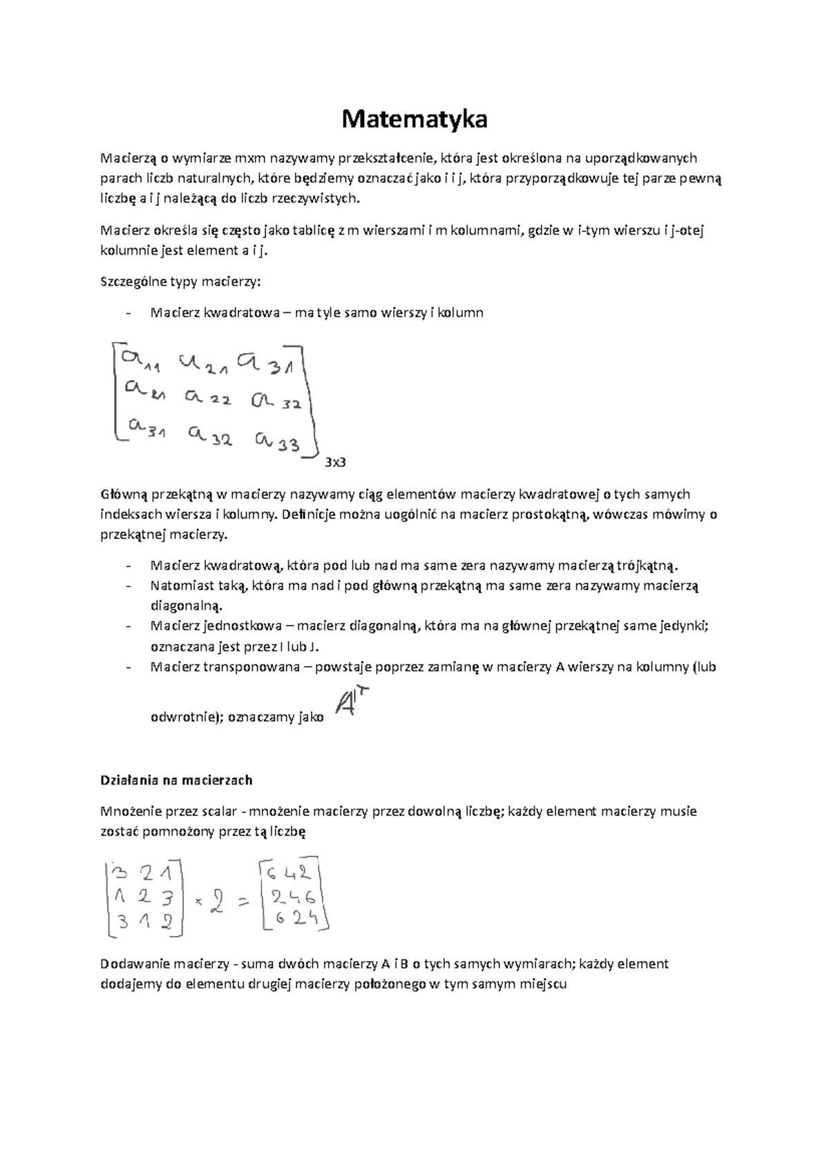 Matematyka - macierze i wstęp do granic - Matematyka Macierzą o ...
