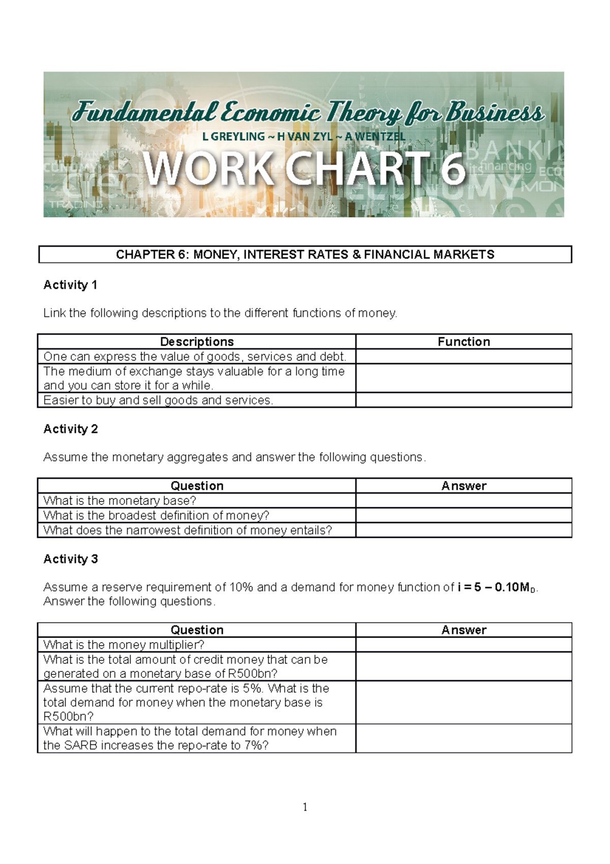 WC6 - Chapter 6 Tutorial - CHAPTER 6: MONEY, INTEREST RATES & FINANCIAL ...