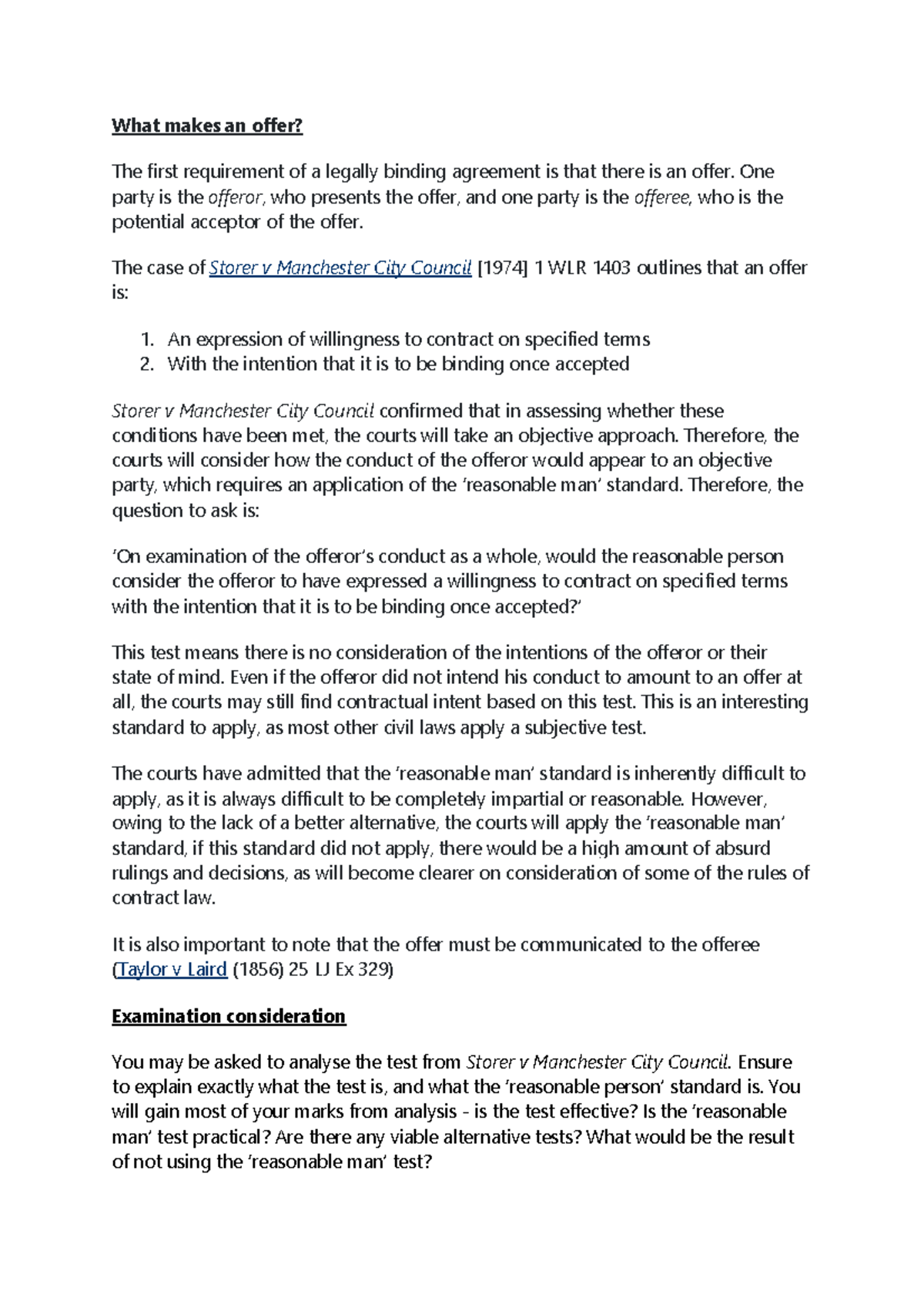 Offer and formalities Lecture - What makes an offer? The first ...