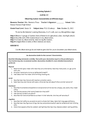 FS-1-Learning Episode-7-Activity-7 - Field Study 1 – Learning Episode 7 ...
