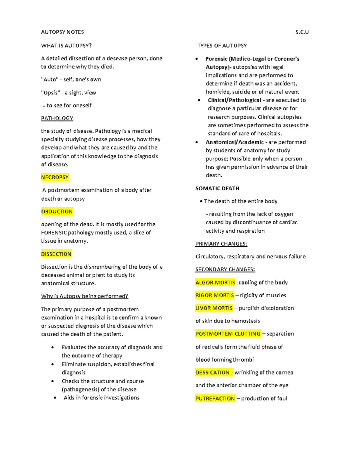 GREGORIOS histopathology Autopsy didactic Notes - AUTOPSY NOTES S.C ...