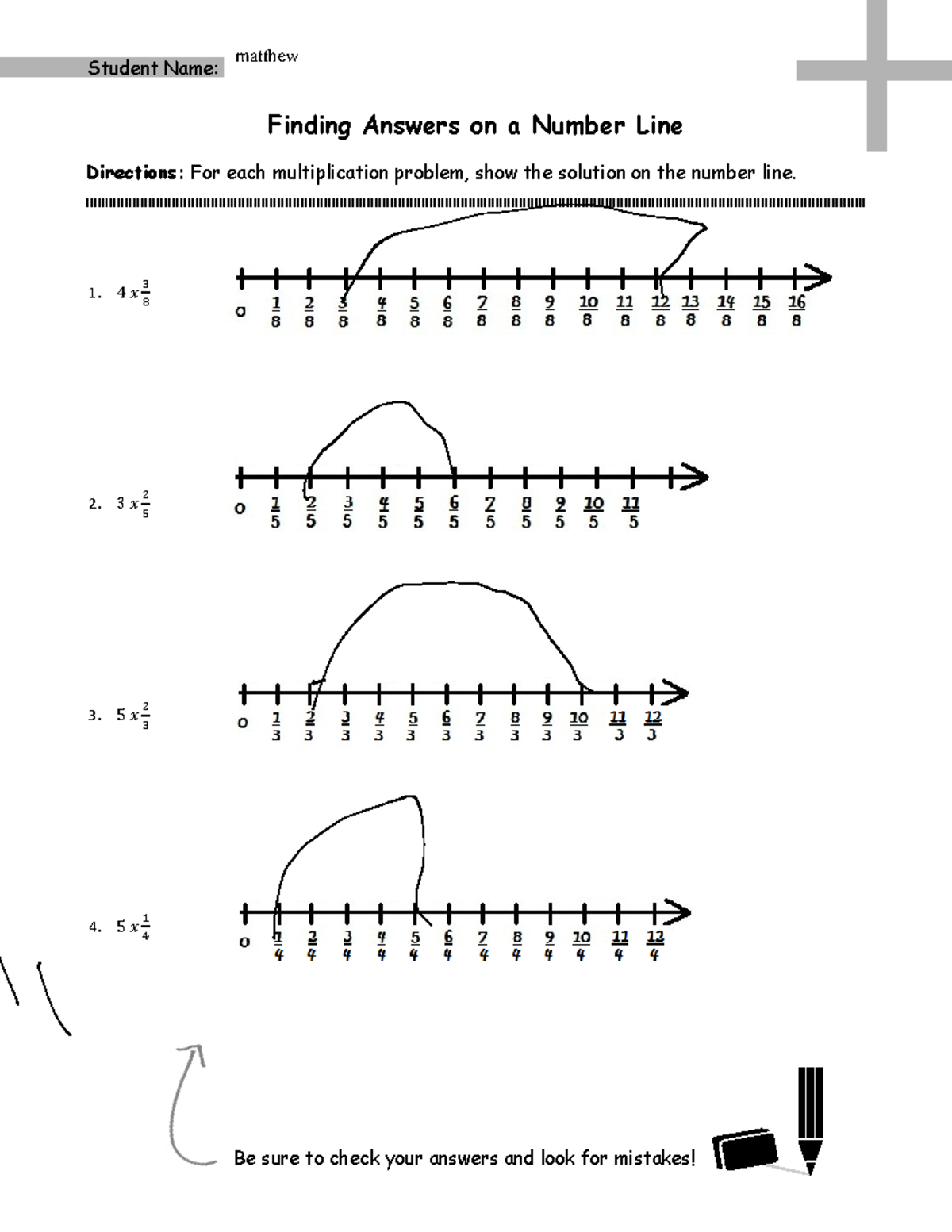Finding Answers on a Number Line - Student Name: Finding Answers on a ...