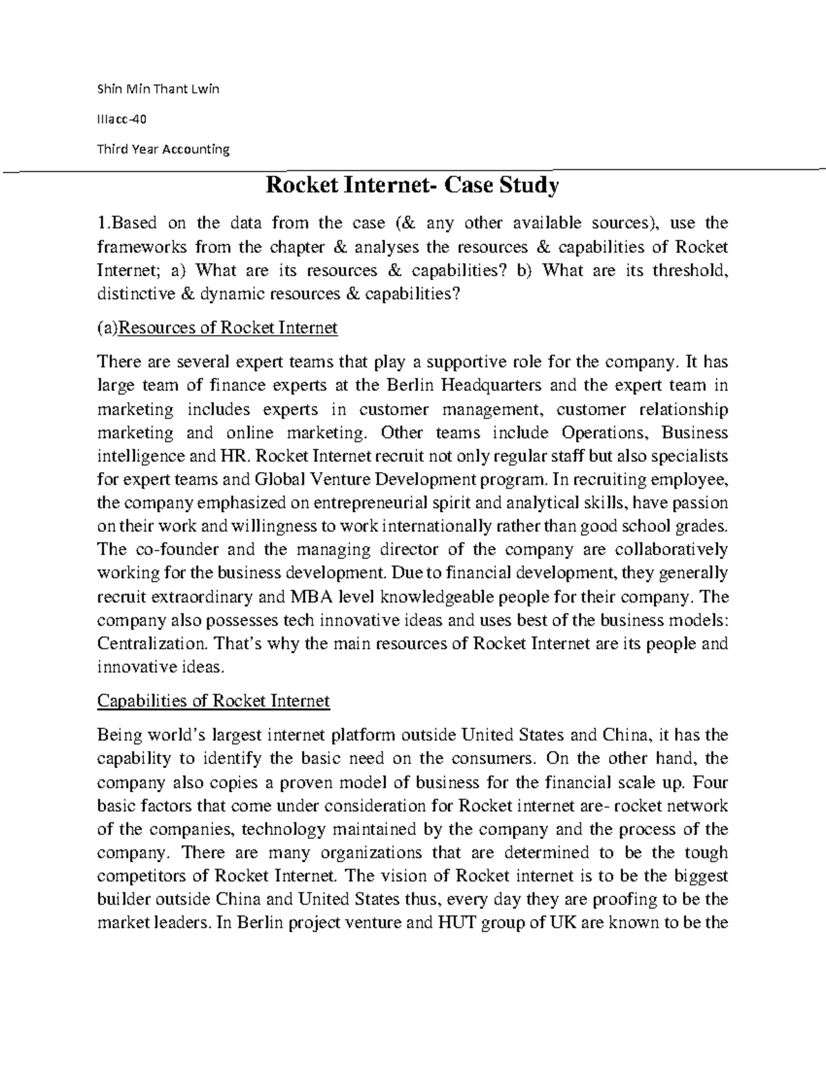 Case study - hope this is useful - Shin Min Thant Lwin IIIacc- Third ...