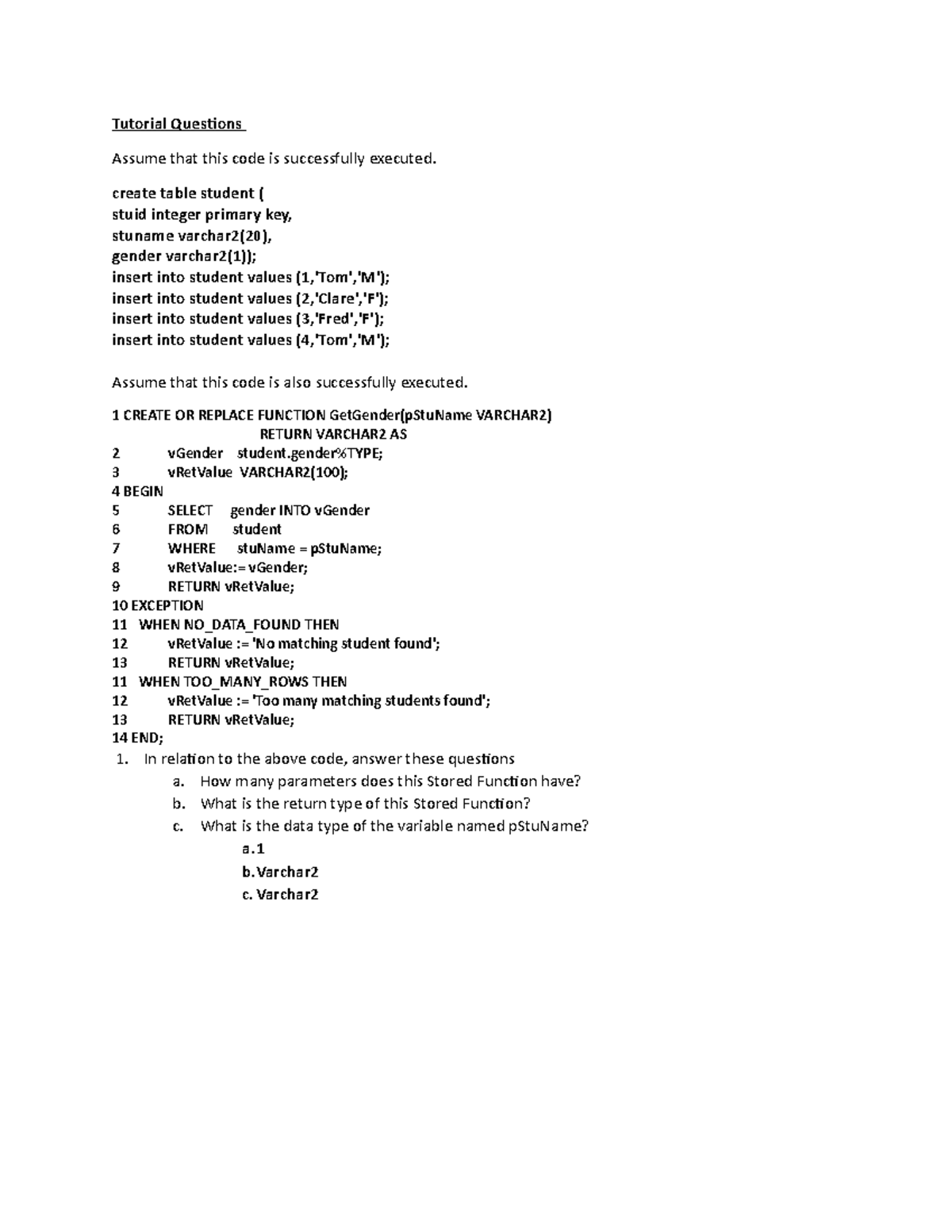 Week3 - • Describe and demonstrate to deal with common PL/SQL ...