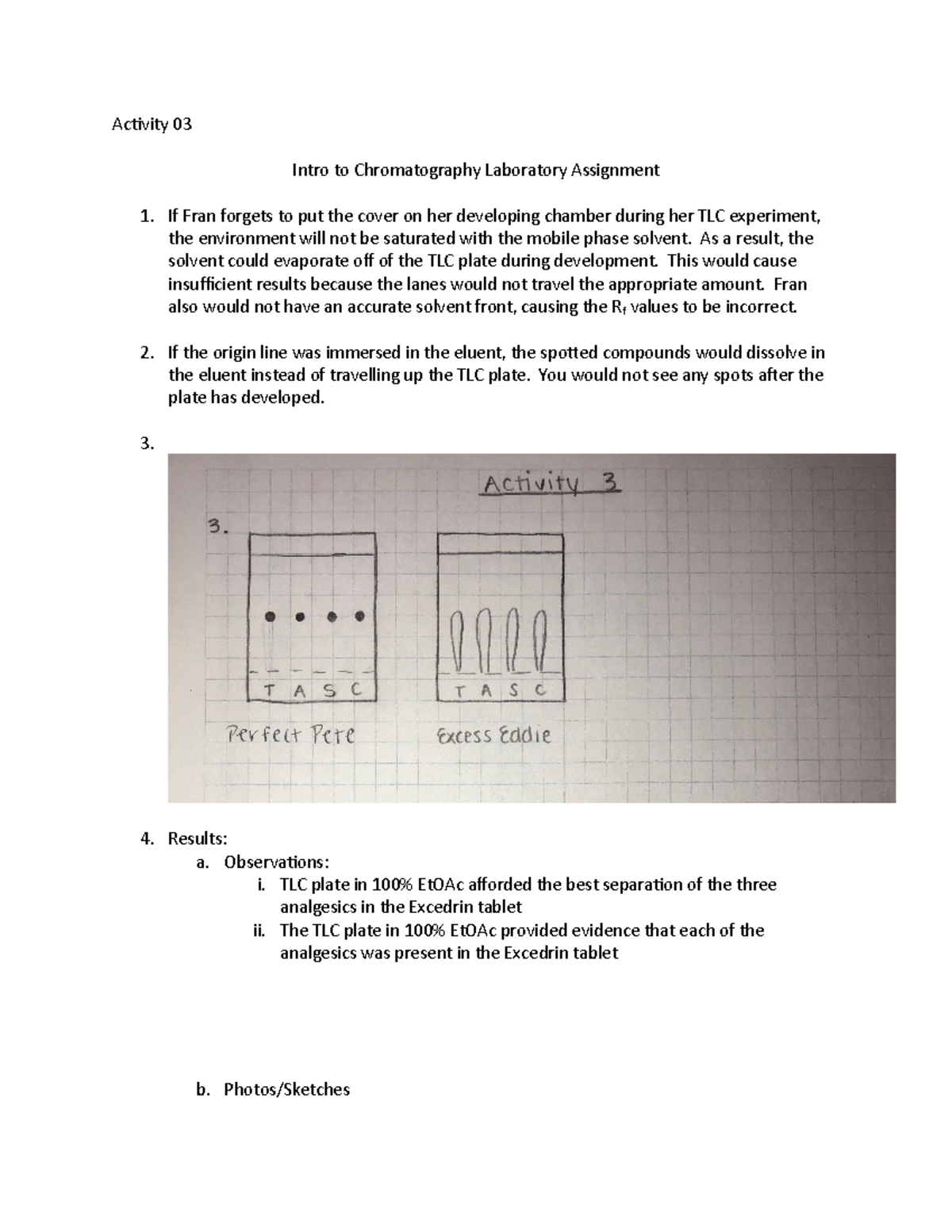 Activity 3 - Intro to Chromatography Laboratory Assignment - Activity ...