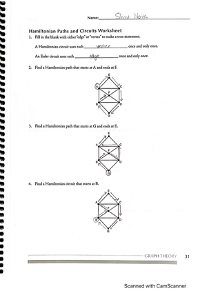 Spanning Trees and Vertex Coloring Worksheet - Determine if the wiggly ...