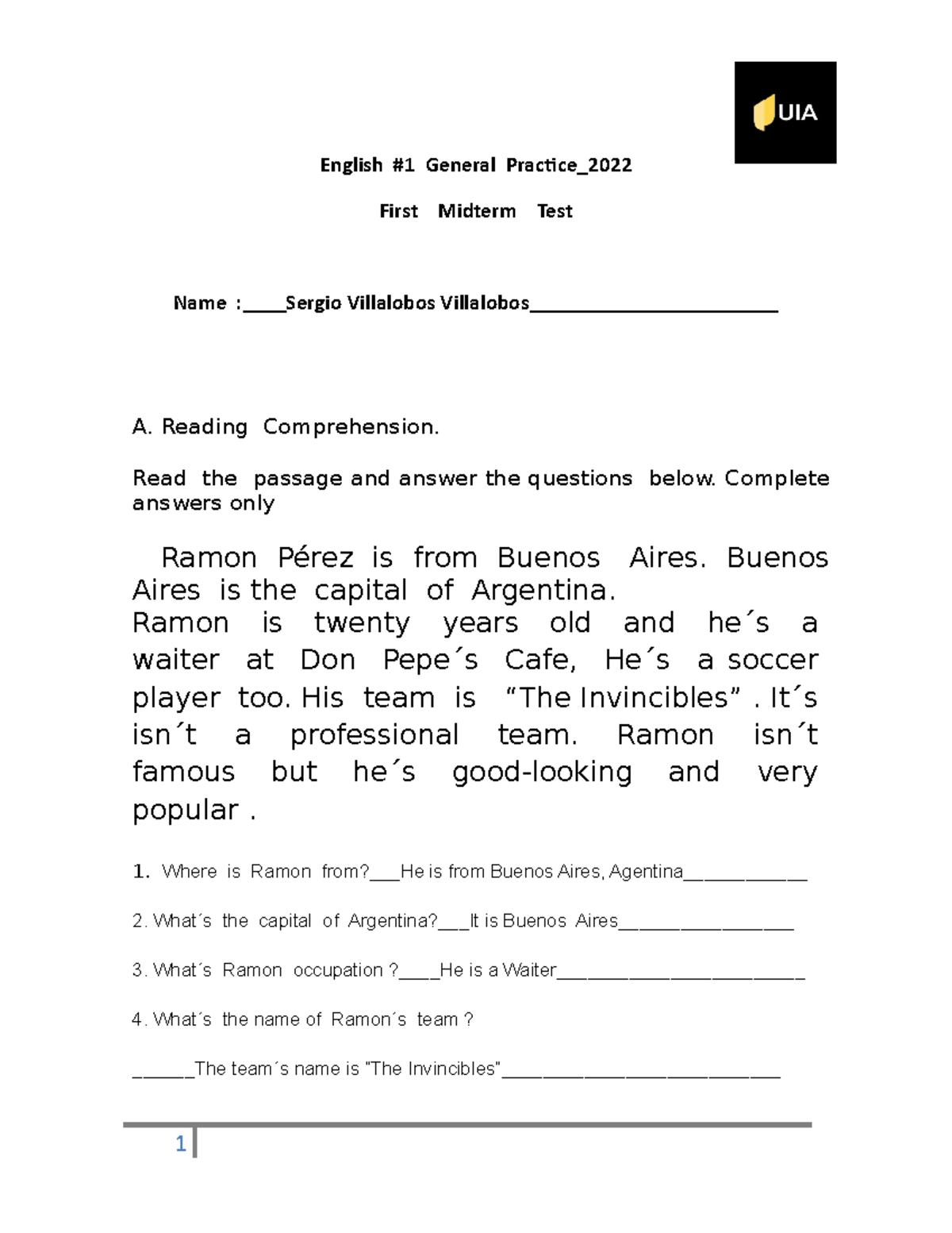 English General Practice E1 2020 Second Quarter - English #1 General ...