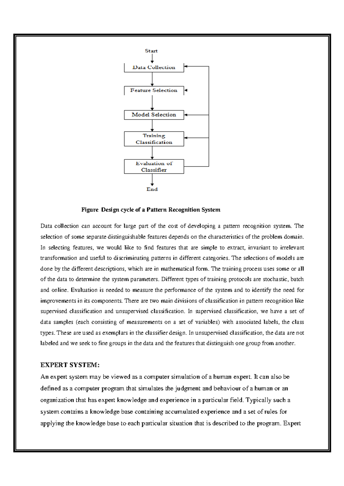 Expert System - I - Figure Design cycle of a Pattern Recognition System ...
