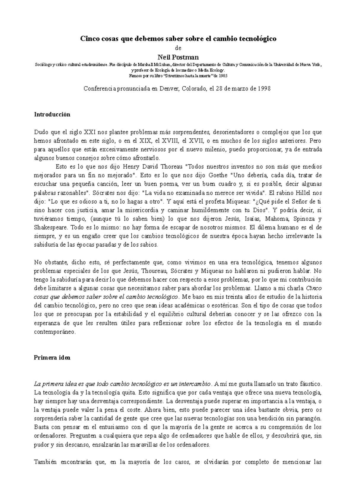 Cinco Ideas [Postman] - nojj - Cinco cosas que debemos saber sobre el ...