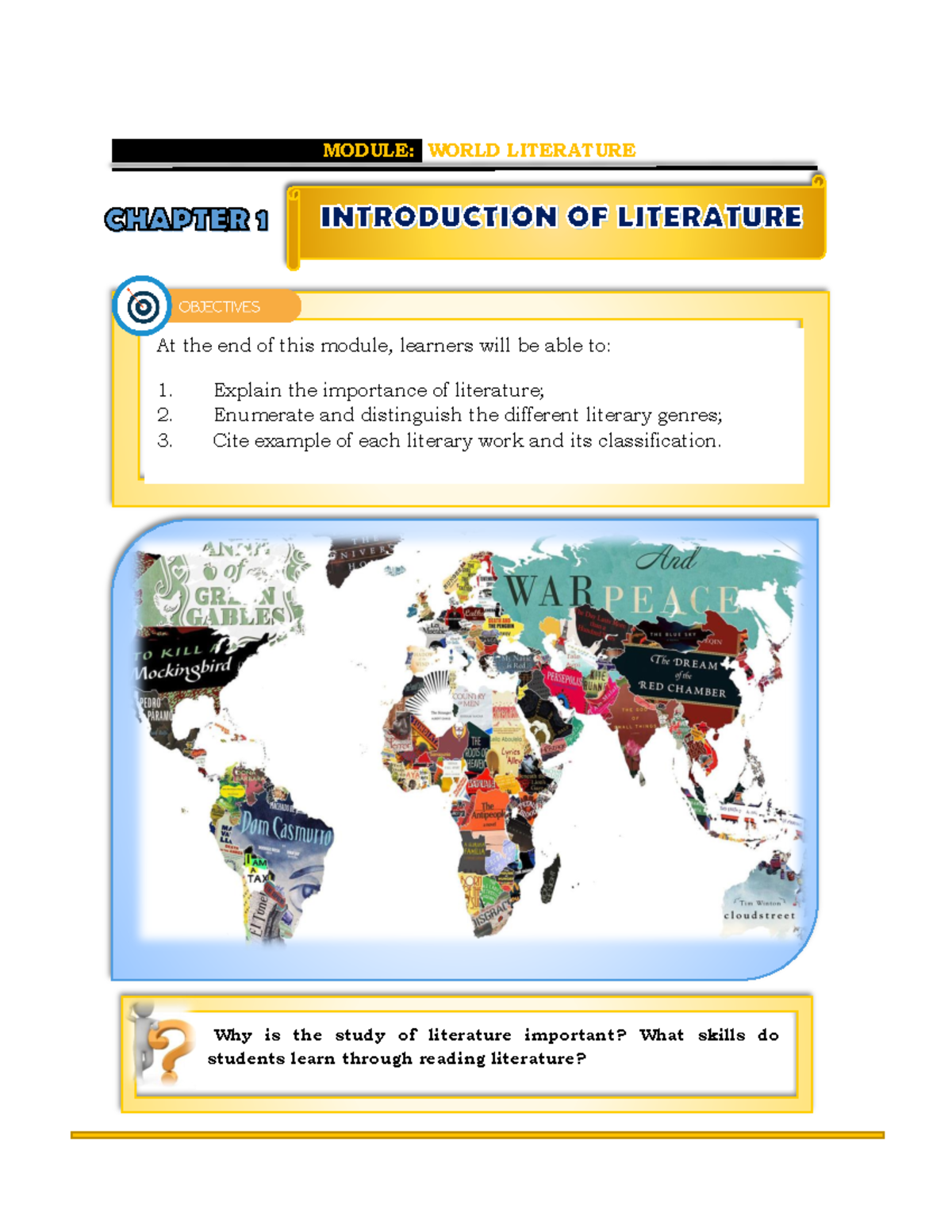LITE02 Chapter 1 - Intro. OF Literature - At the end of this module ...