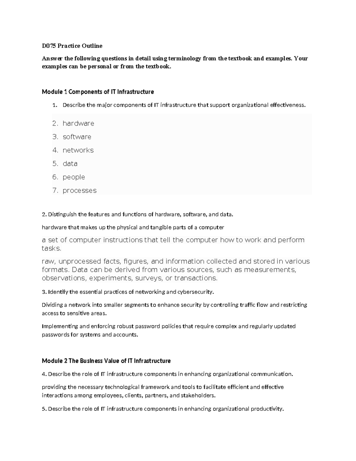 D075 Practice Outline - d075 - D075 Practice Outline Answer the ...