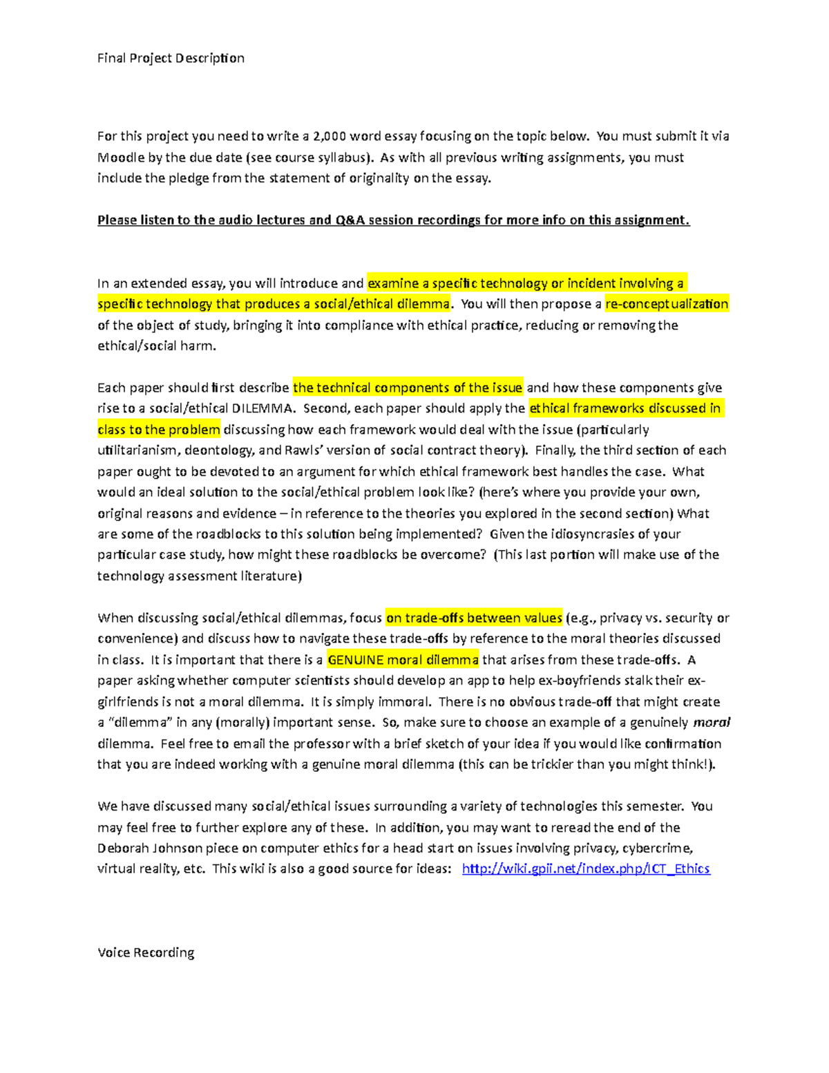 Project Guideline - The biggest assignment in the semester - Final ...