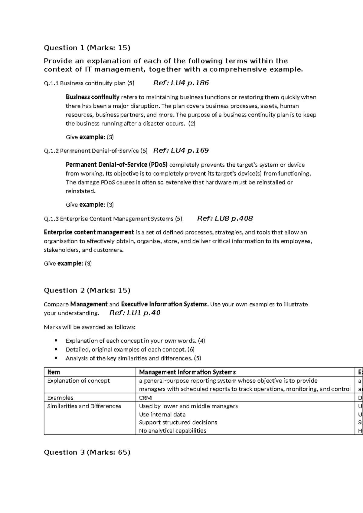 ITMA6212Ec M THE 2023 2 E2 A - Question 1 (Marks: 15) Provide an ...