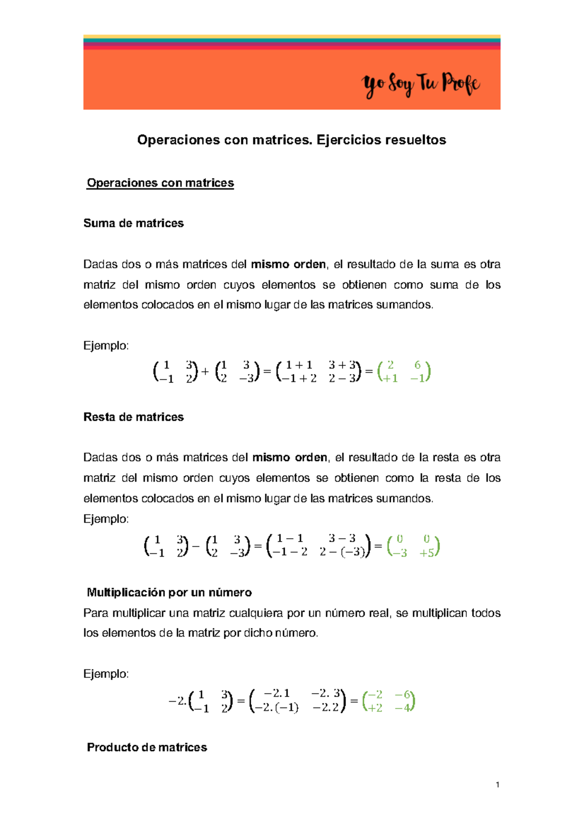 Operaciones con matrices ejerciciosresueltos 1 - Operaciones con ...