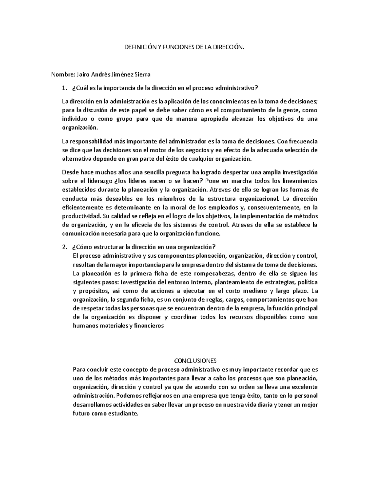 Actividad 1 Definición Y Funciones DE LA Dirección - DEFINICI”N Y FUNCIONES DE LA DIRECCI”N ...