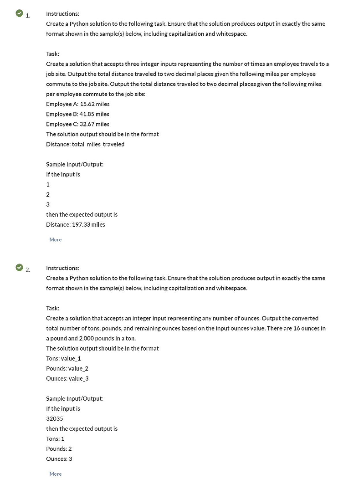 Introduction to Programming in Python - 1. Instructions: Create a Python solution to the ...