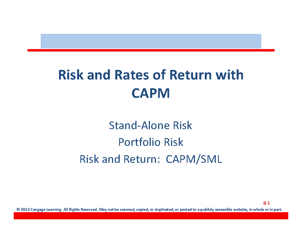 Risk and Rates of Return with CAPM - Risk and Rates of Return with CAPM ...