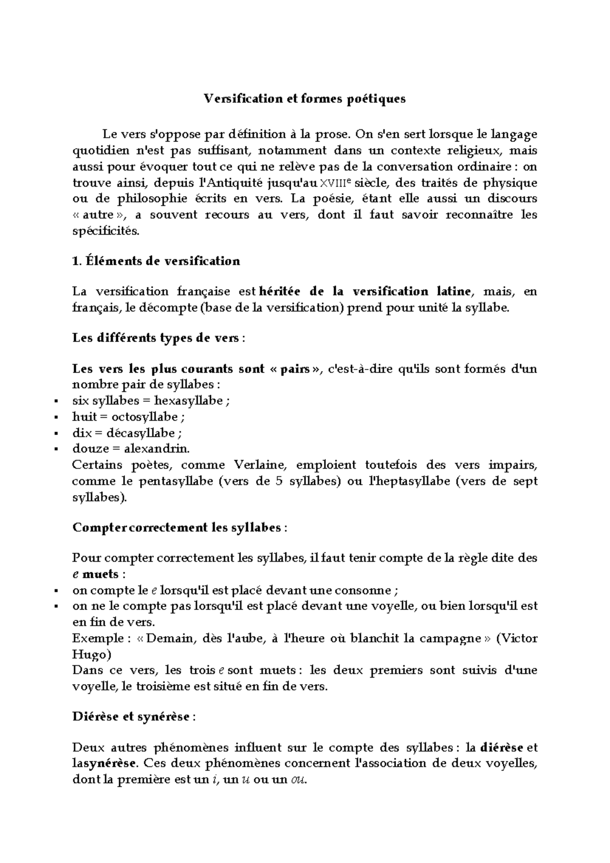 Versification et formes poétiques - Versification et formes poétiques ...