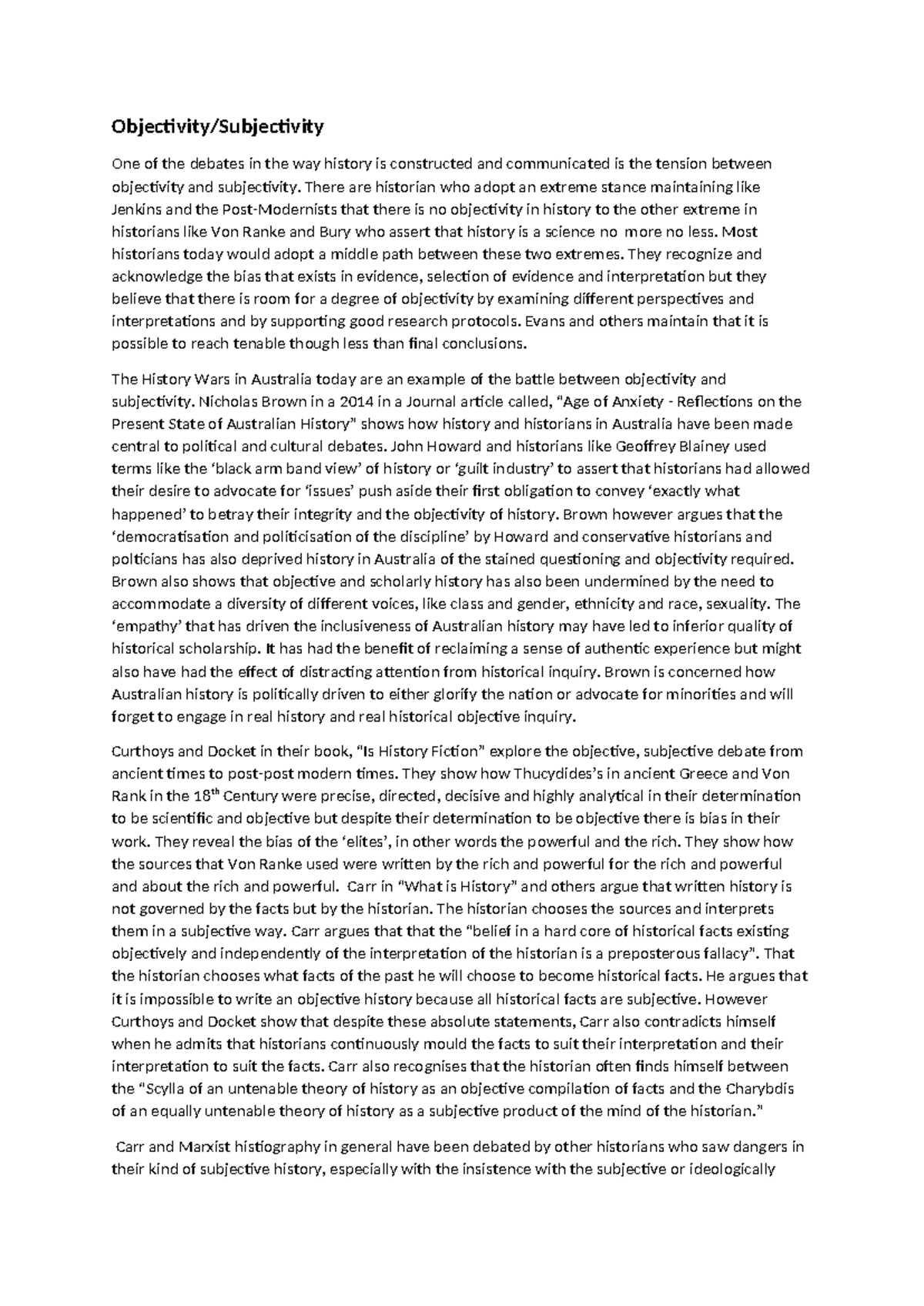 Objectivity and subjectivity - Objectivity/Subjectivity One of the ...