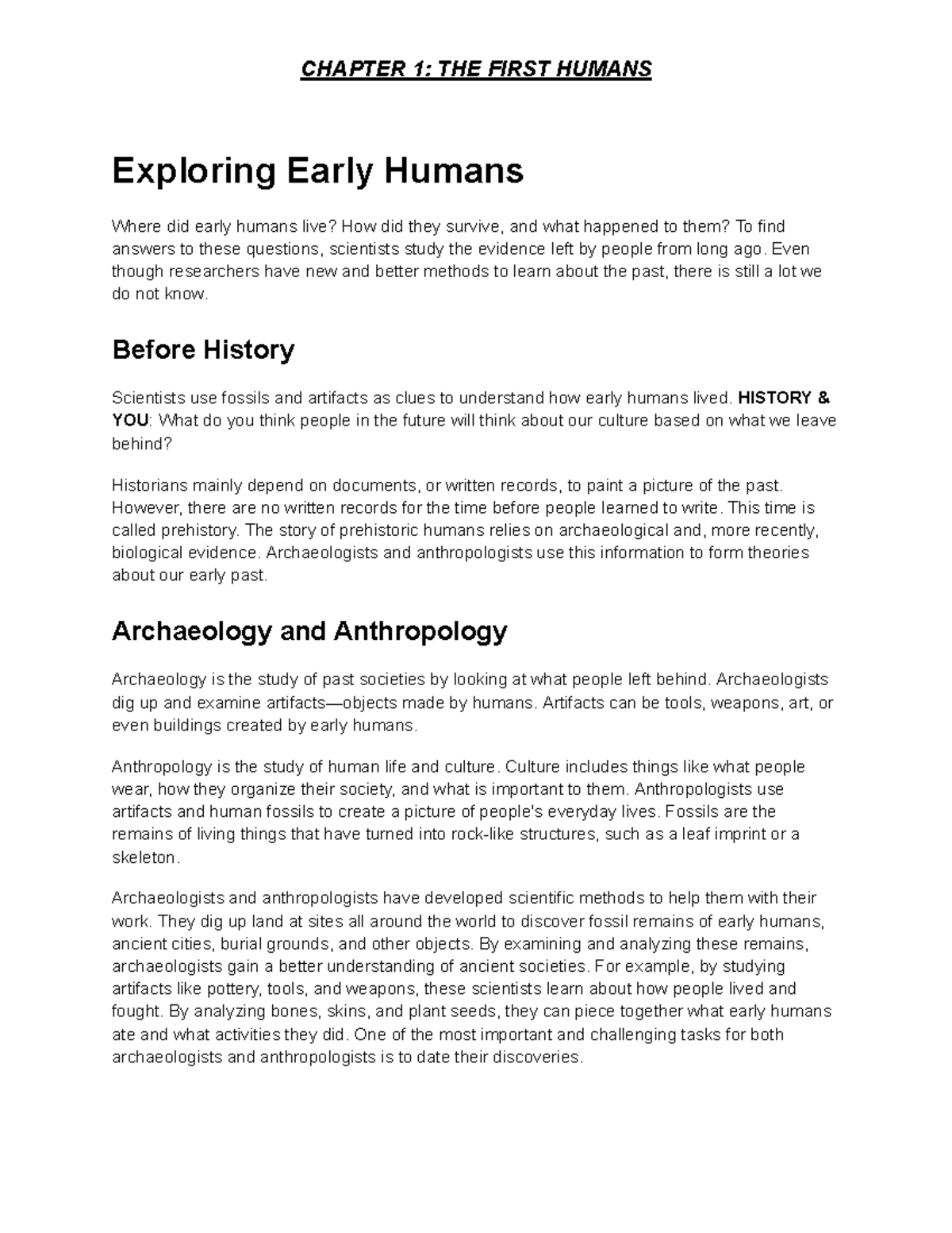 The First Humans - Level 6 - Exploring Early Humans Where did early ...