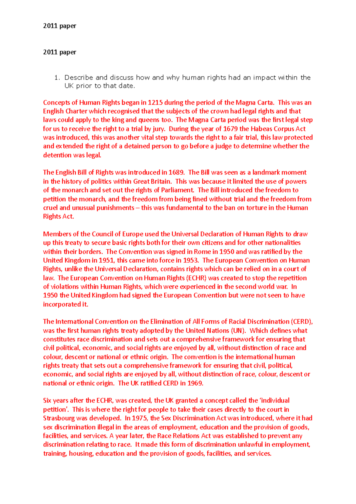 2011 paper - done - 2011 paper Describe and discuss how and why human ...