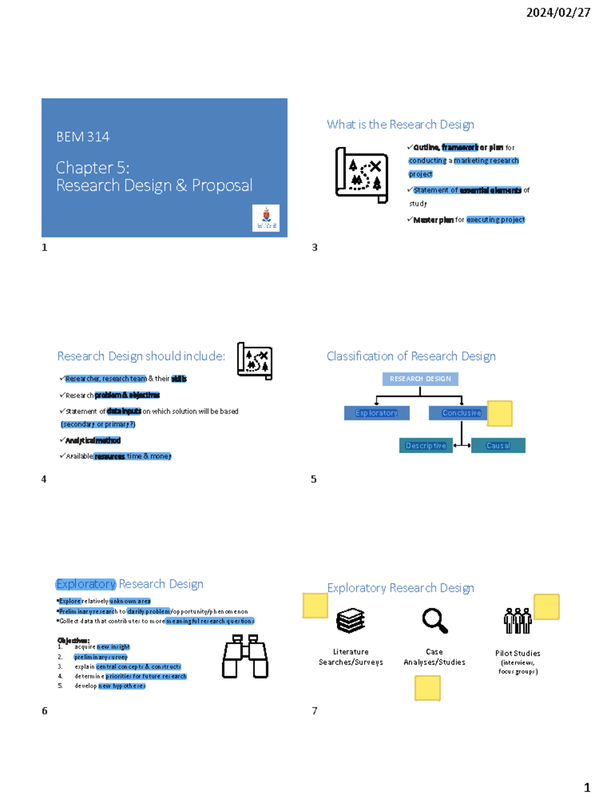 Bem314 ch5 - 2024/02/ 1 BEM 314 Chapter 5: Research Design & Proposal ...