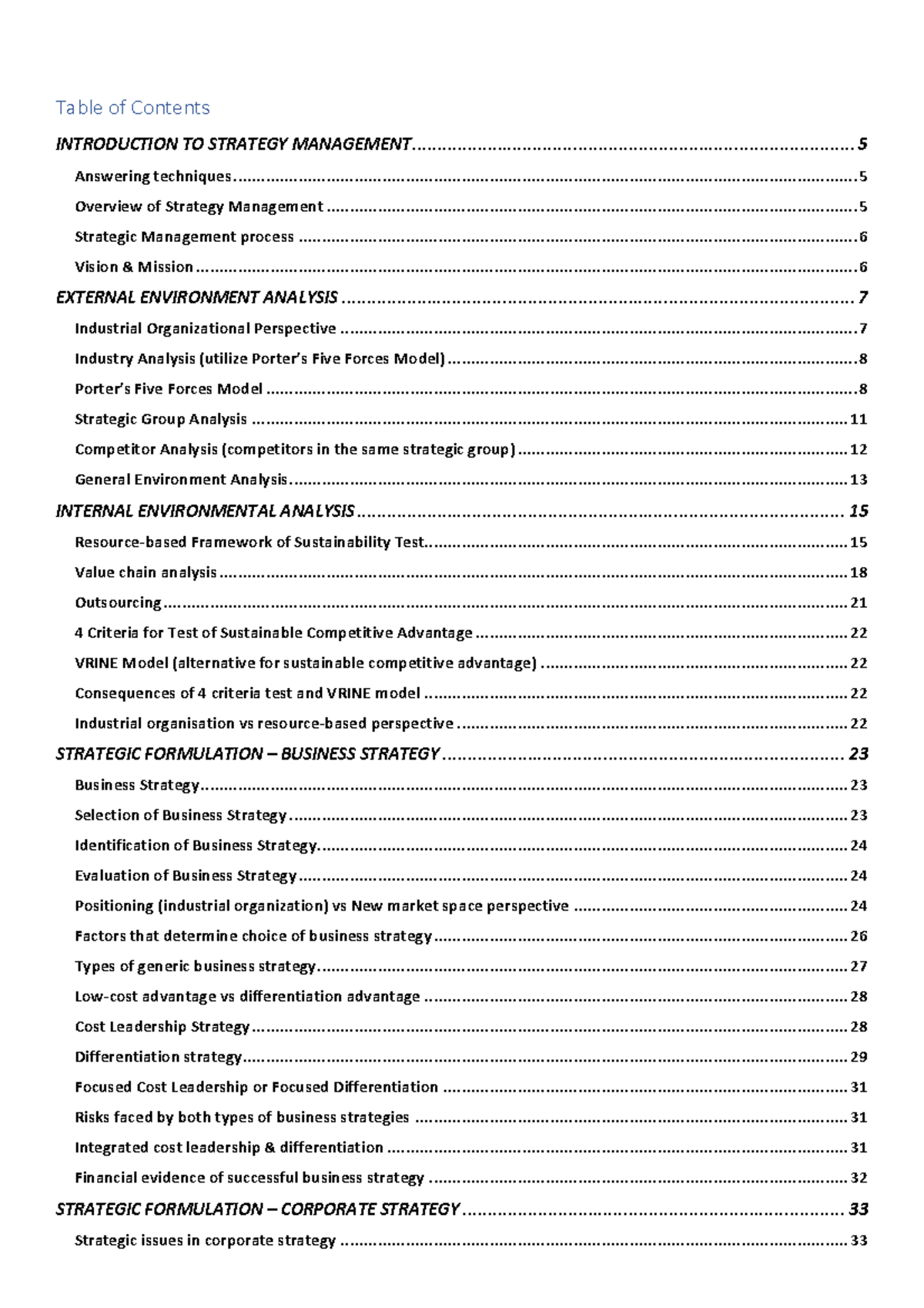 AB3601 Strat Mag Bible - Table of Contents INTRODUCTION TO STRATEGY ...
