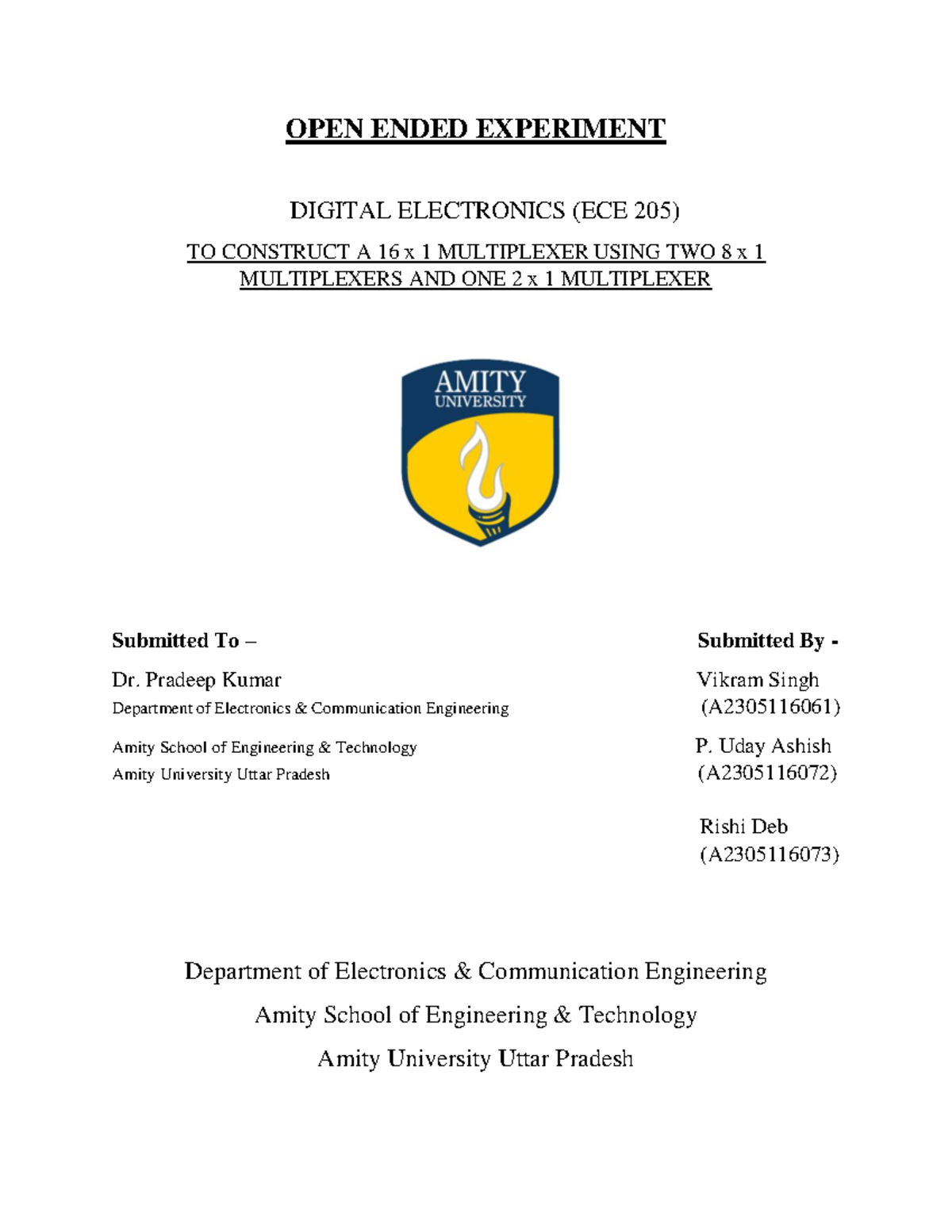 Pdf Open Ended Experiment Open Ended Experiment Digital Electronics