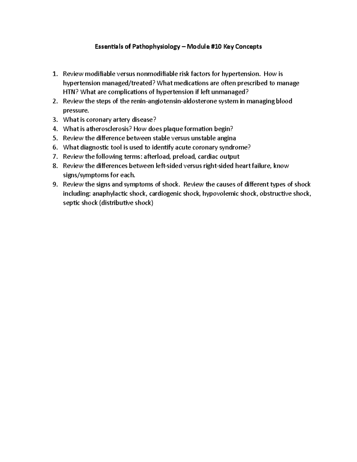 Module 10 Key Concepts - Essentials of Pathophysiology – Module #10 Key ...