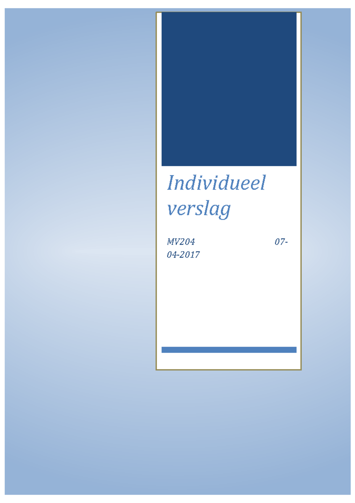 Verantwoordingsverslag KO Suzanne - Individueel verslag MV204 04-2017 ...
