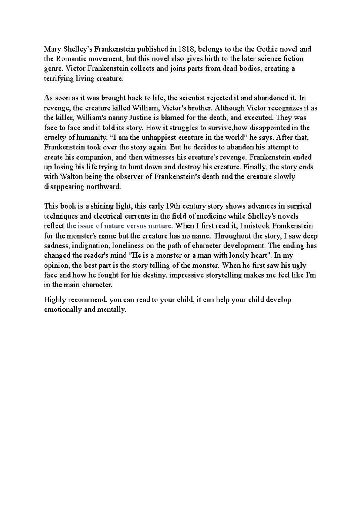 Review book Frankinstein - Mary Shelley’s Frankenstein published in ...