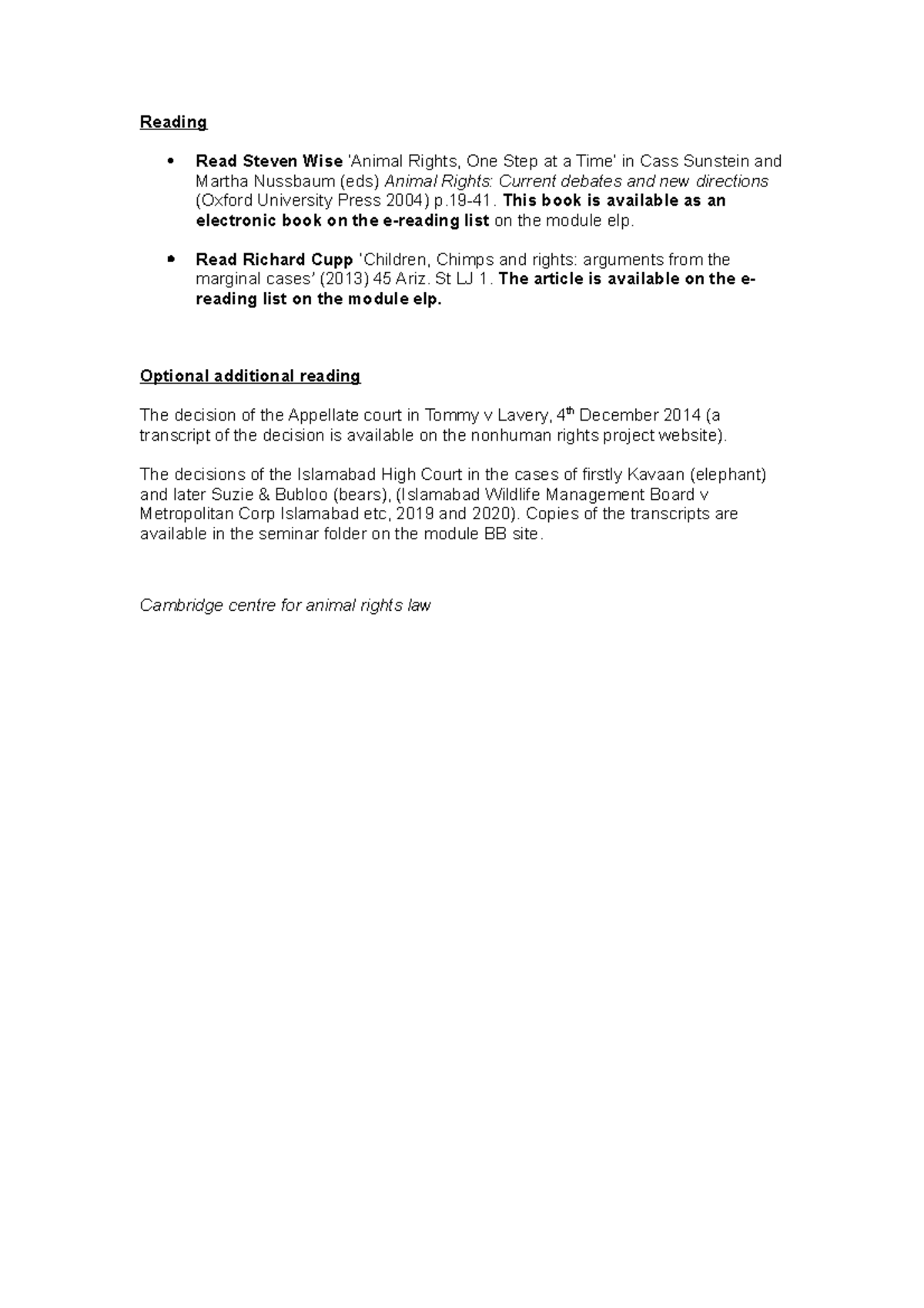 Wise and Cupp - Summaries - Reading Read Steven Wise ‘Animal Rights ...
