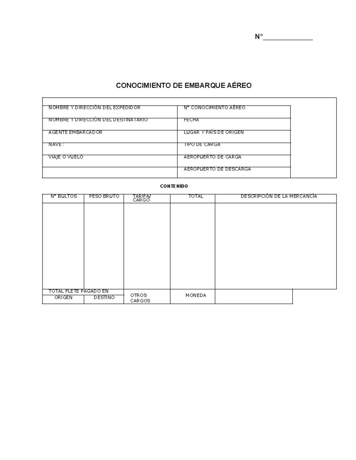 Conocimiento DE Embarque Aereo - topicos de logistica - N° CONOCIMIENTO ...
