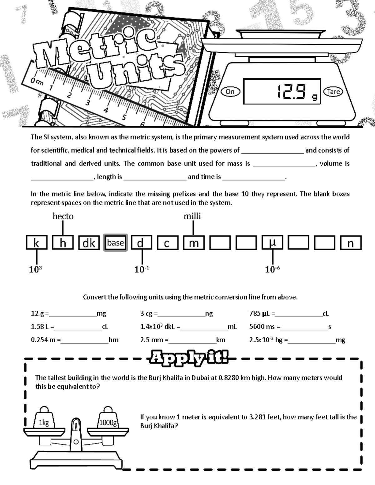 Doodle Notes Metric System - In the metric line below, indicate the ...