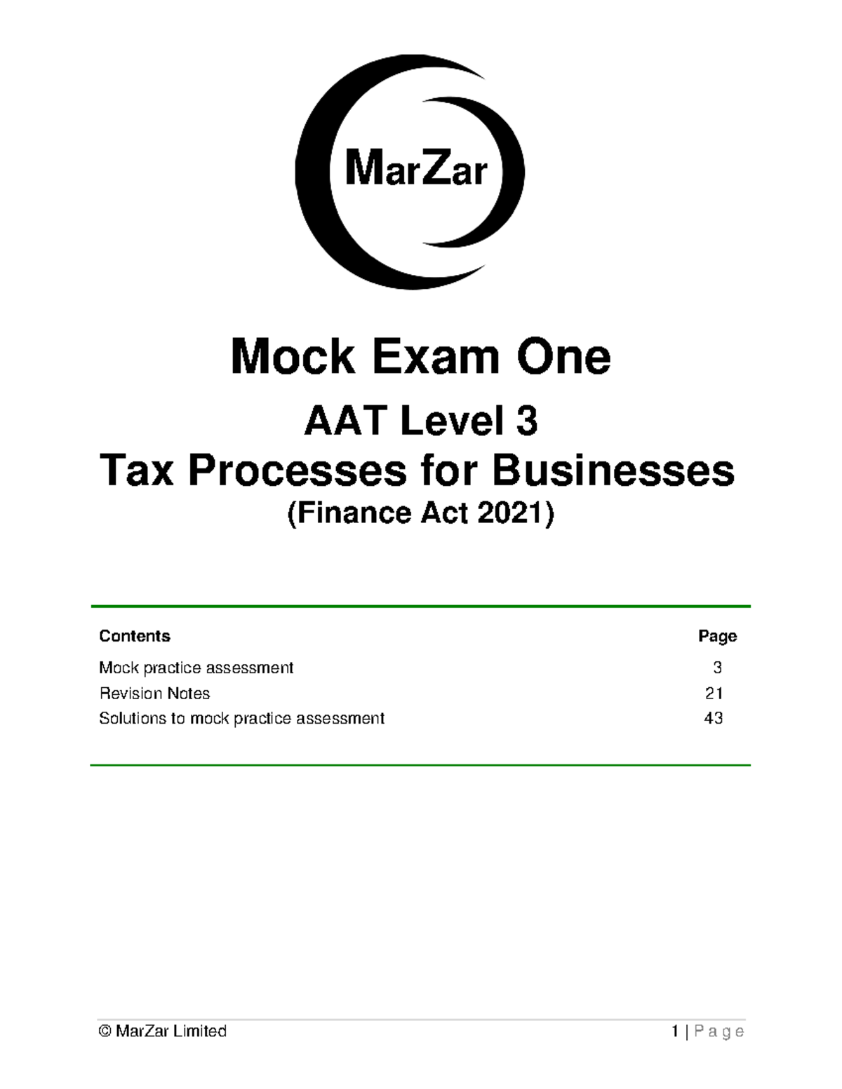 Acorn Q2022 AAT L3 Tax Processes For Businesses Mock Exam One - Mock ...