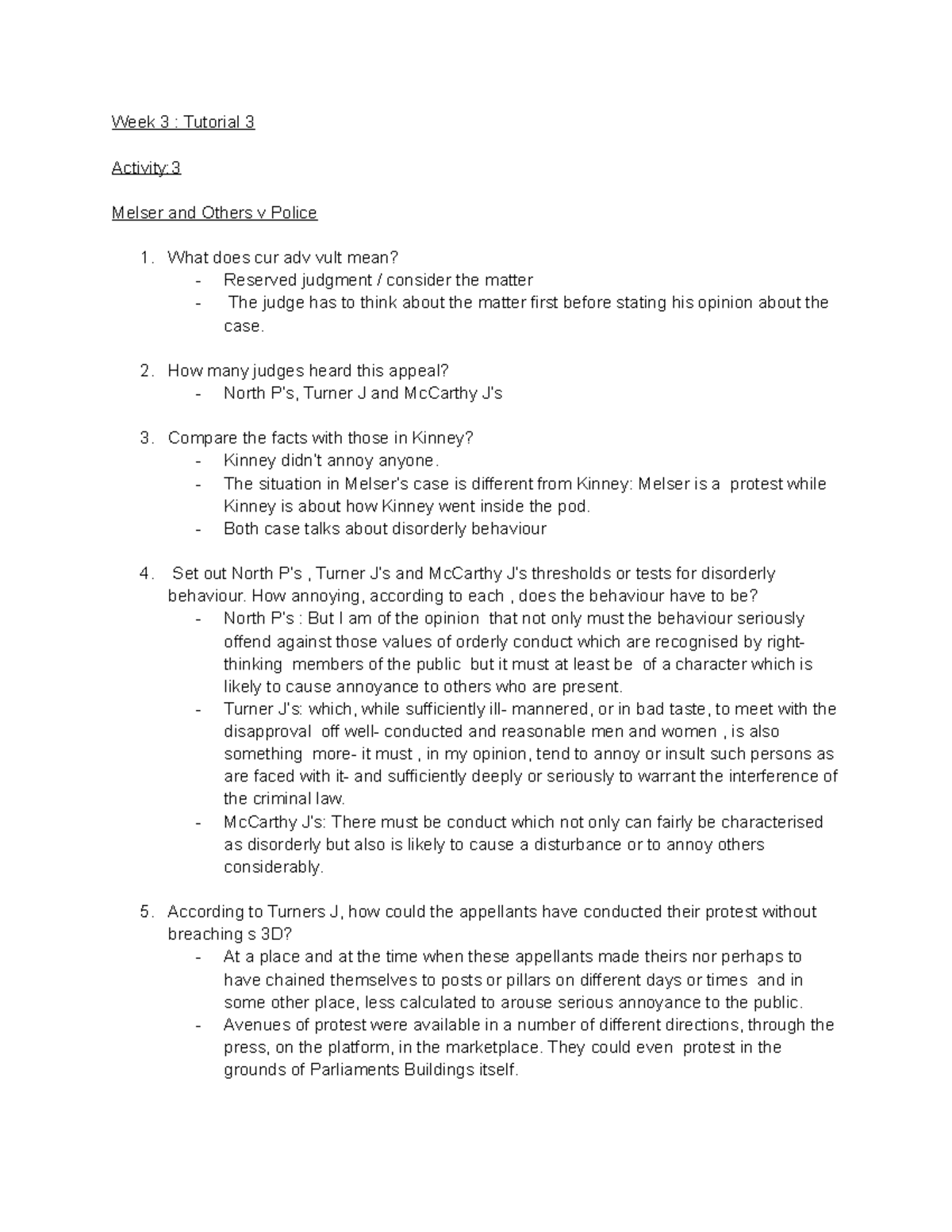 Notes for Zoey - Week 3 : Tutorial 3 Activity: Melser and Others v ...