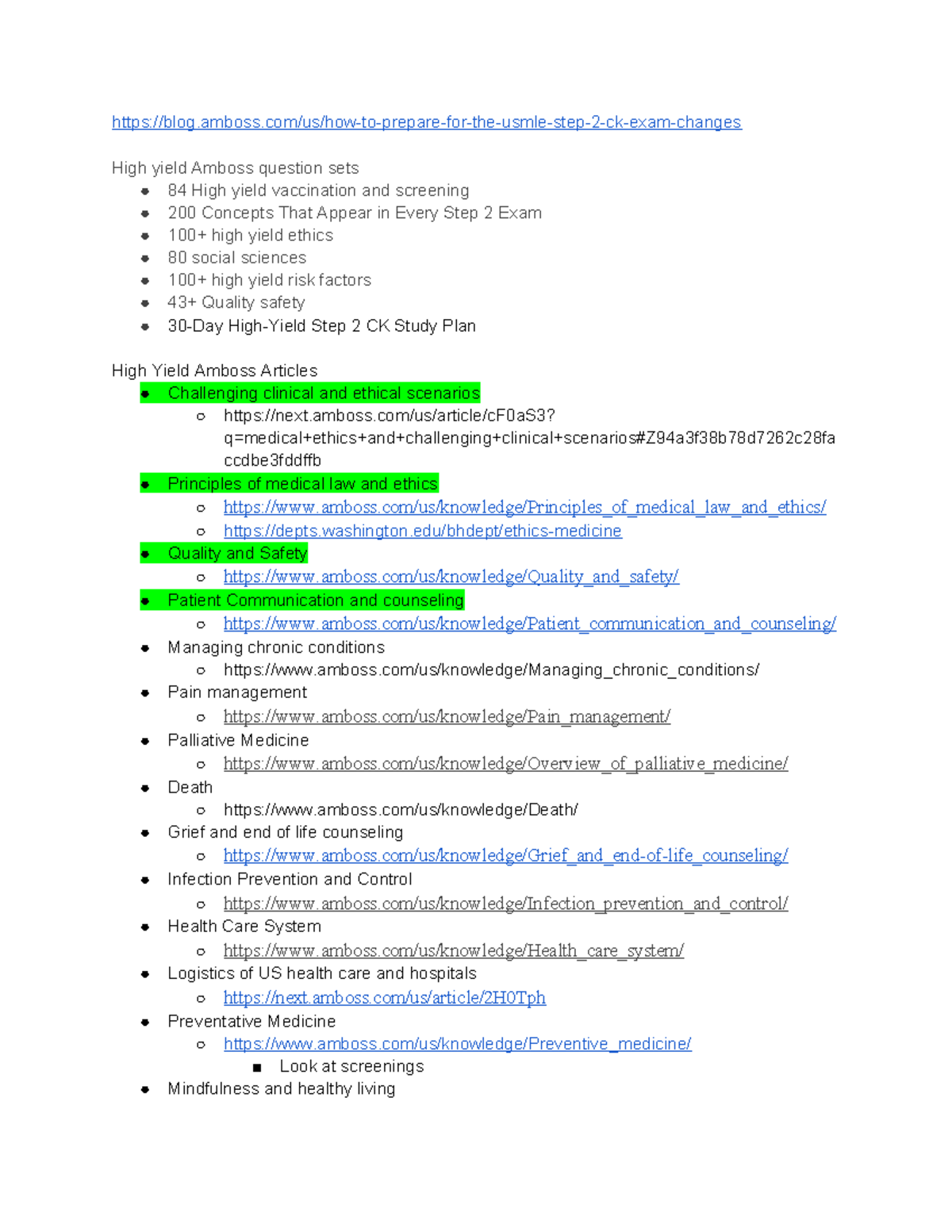 Amboss articles - blog.amboss/us/how-to-prepare-for-the-usmle-step-2-ck-exam-changes High yield ...