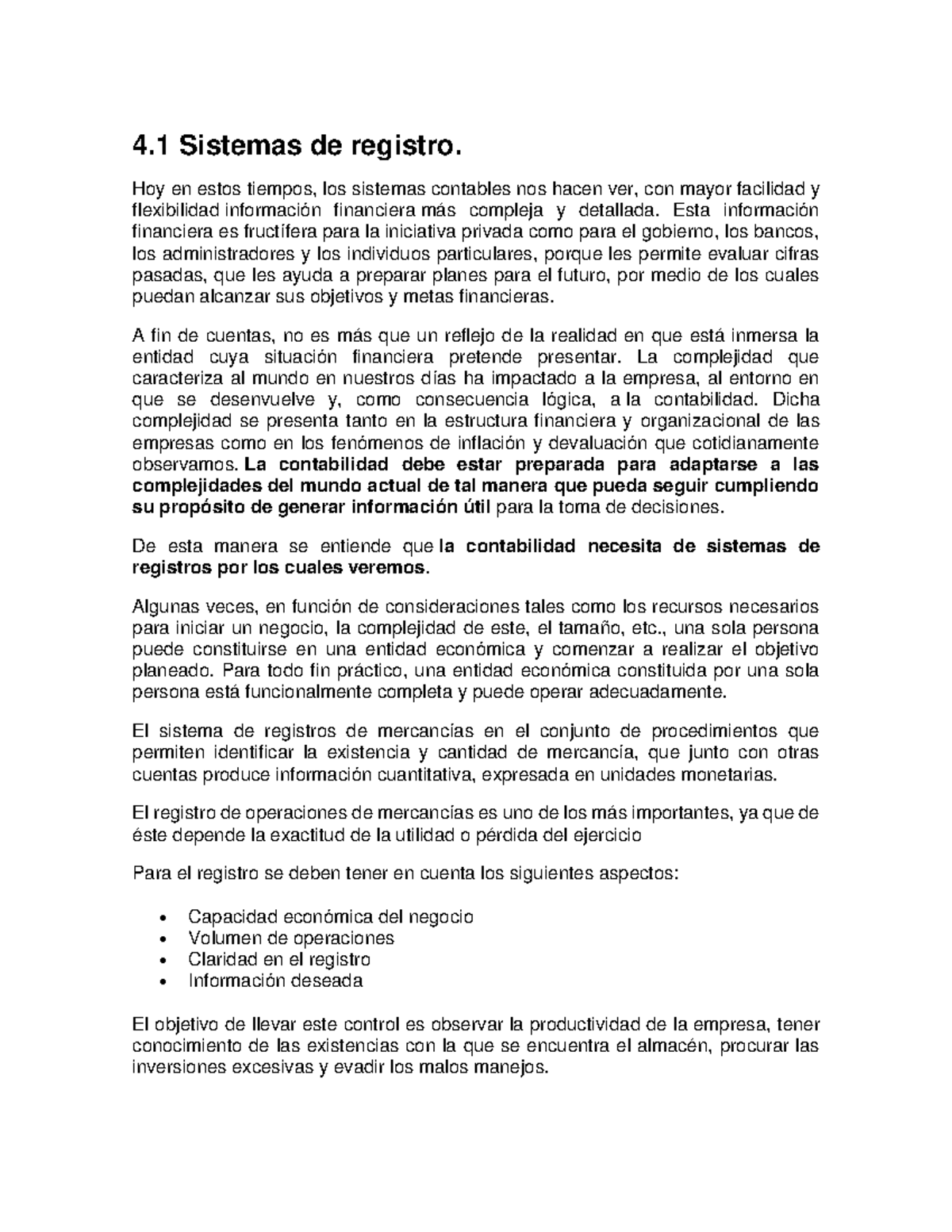 4.1 Sistemas de registro - Hoy en estos tiempos, los sistemas contables nos hacen ver, con mayor ...
