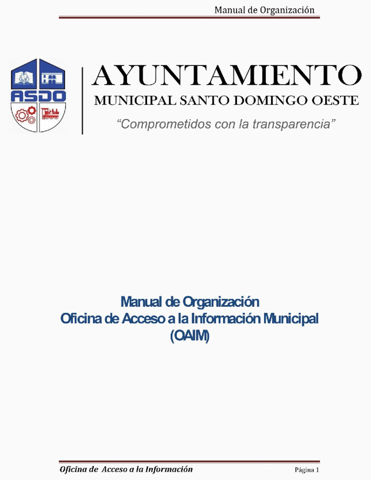 Manual de Organizacion OAIM - Tabla de Contenido - Studocu