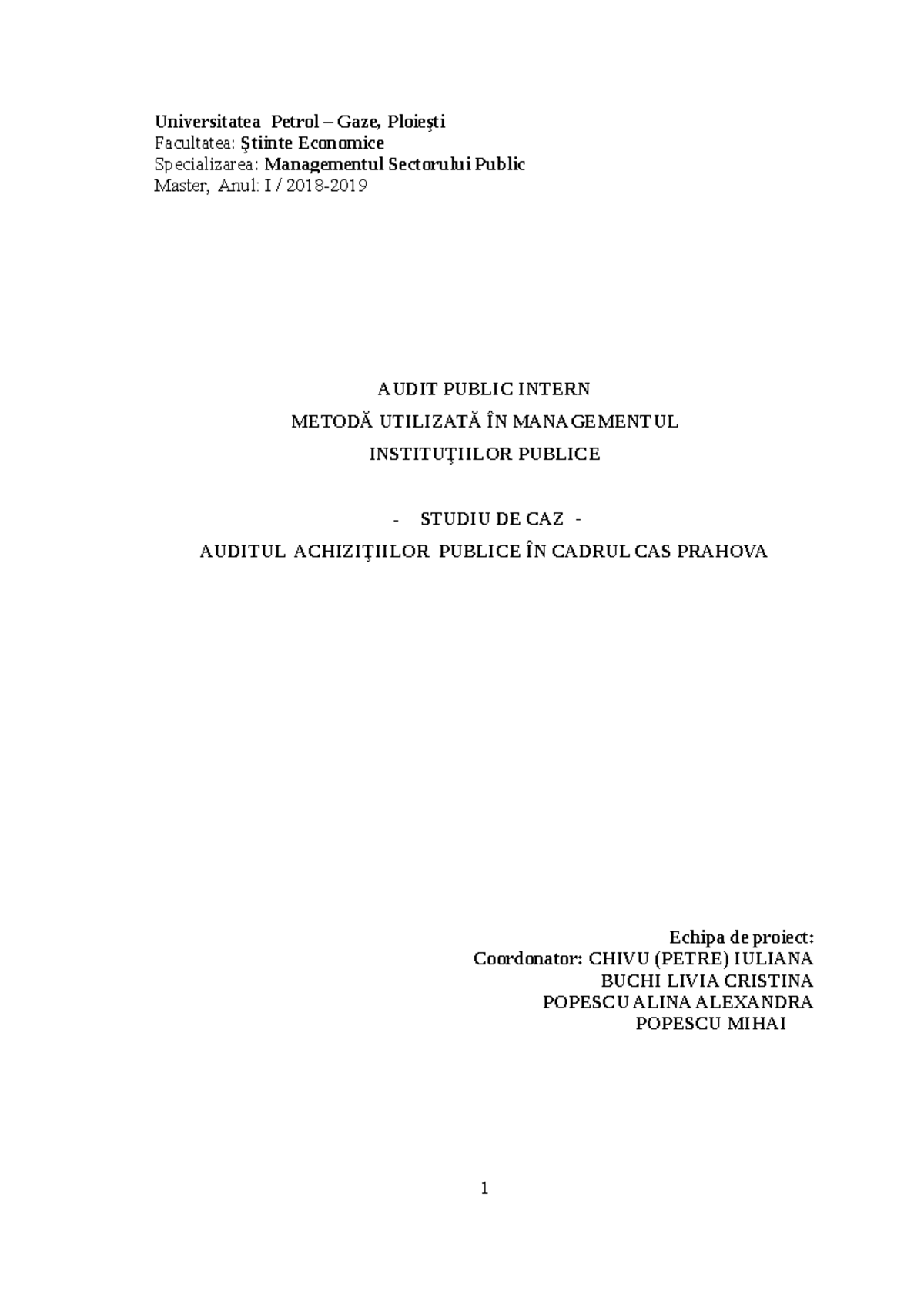Proiect managementul institutiilor publice - Universitatea Petrol ...
