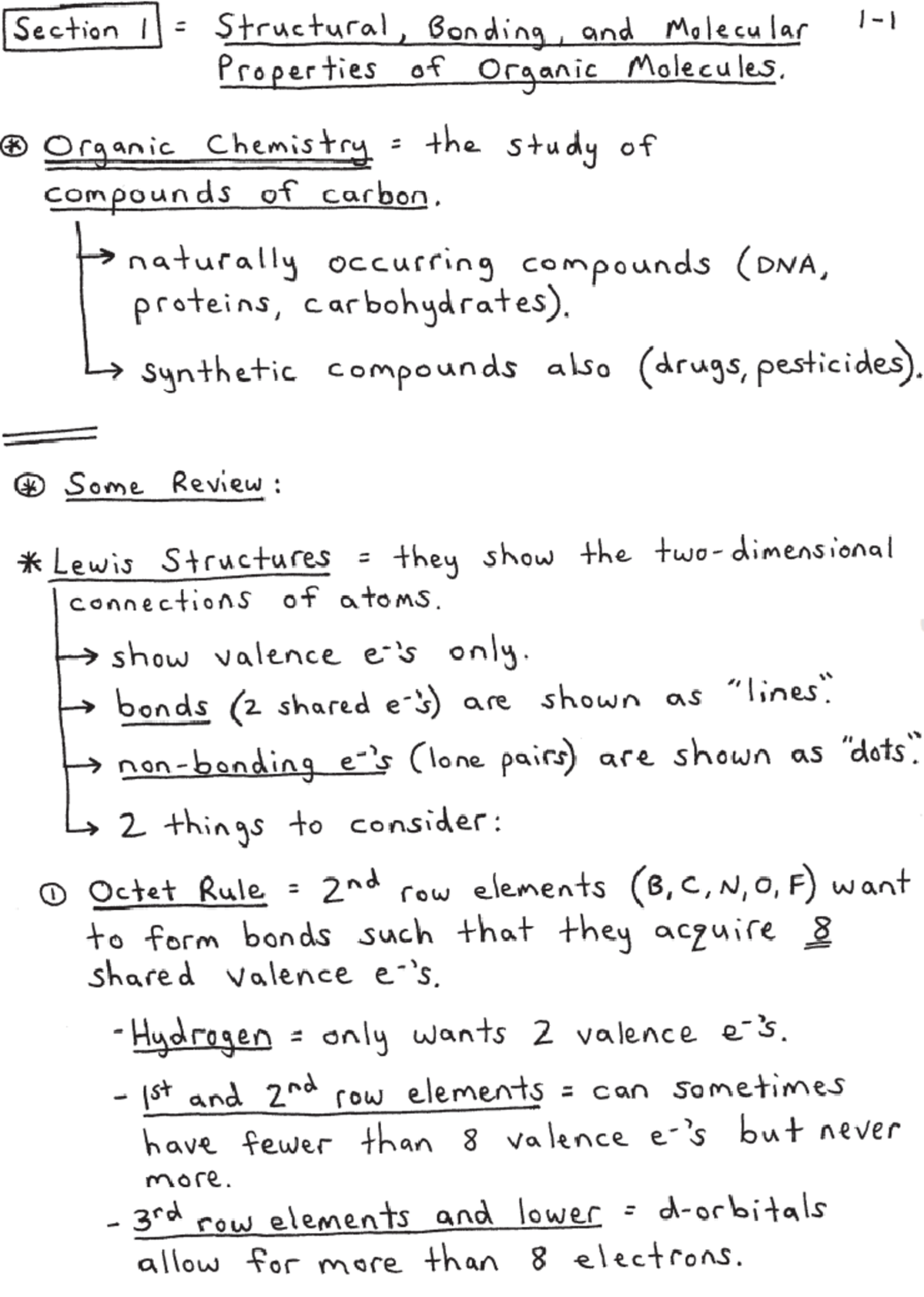 1 - Organic chemistry (structural bonding) - spring 23 - Section I ...