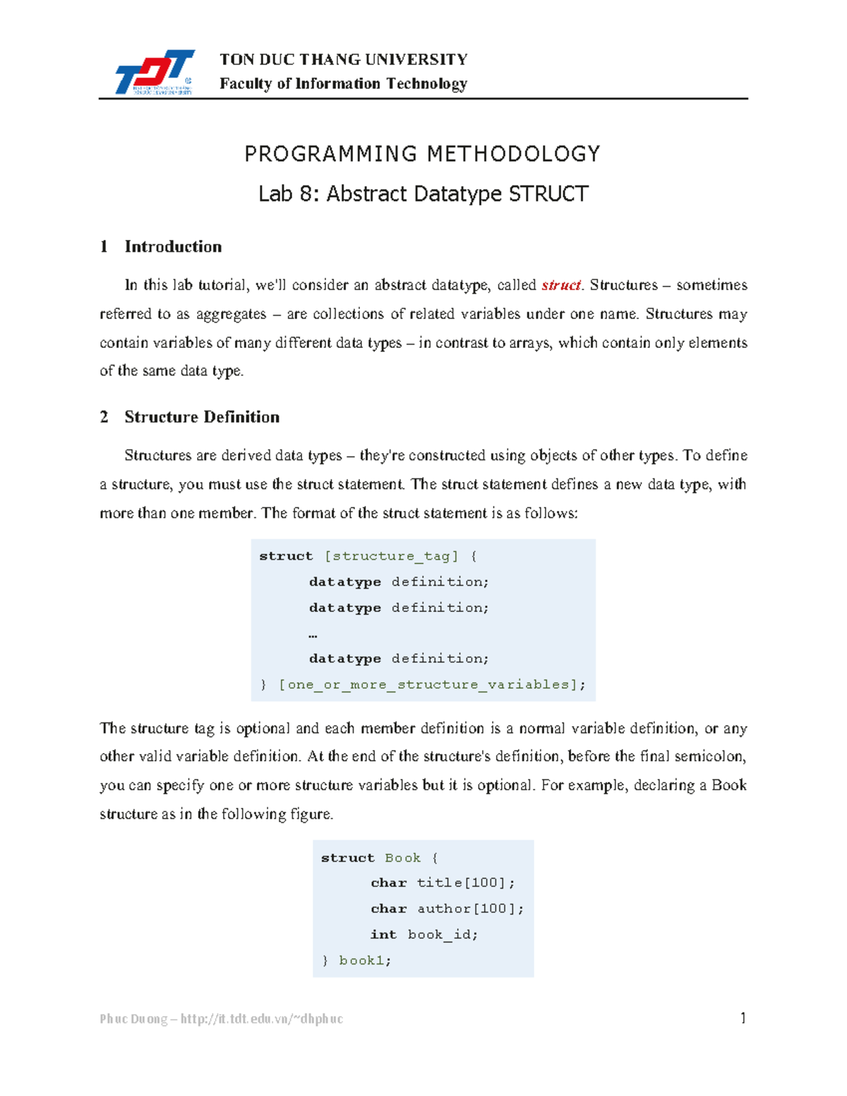 Lab8 - Bài tập - )DFXOW\ RI ,QIRUPDWLRQ 7HFKQRORJ\ Phuc Duong – it.tdt ...
