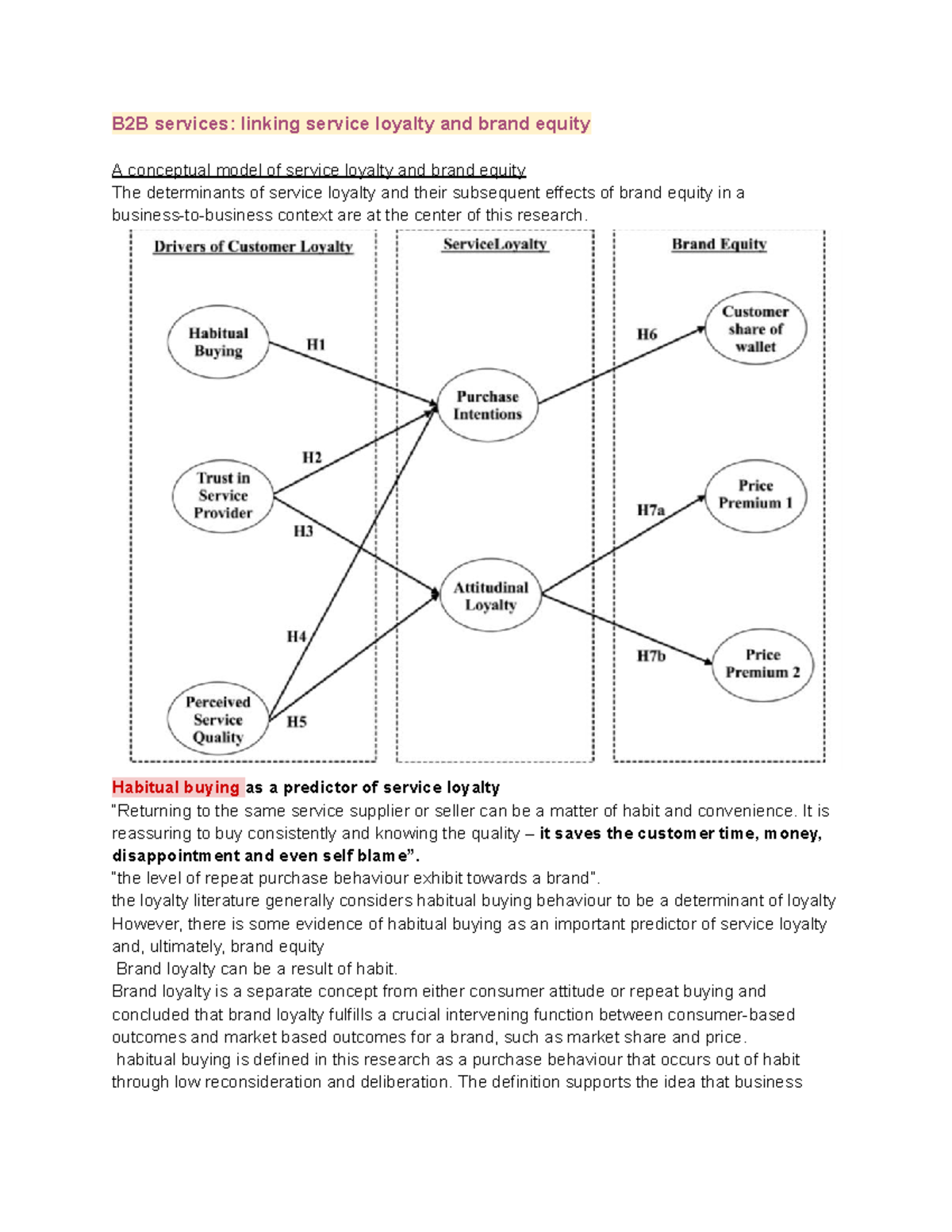 Services presentation - B2B services: linking service loyalty and brand ...