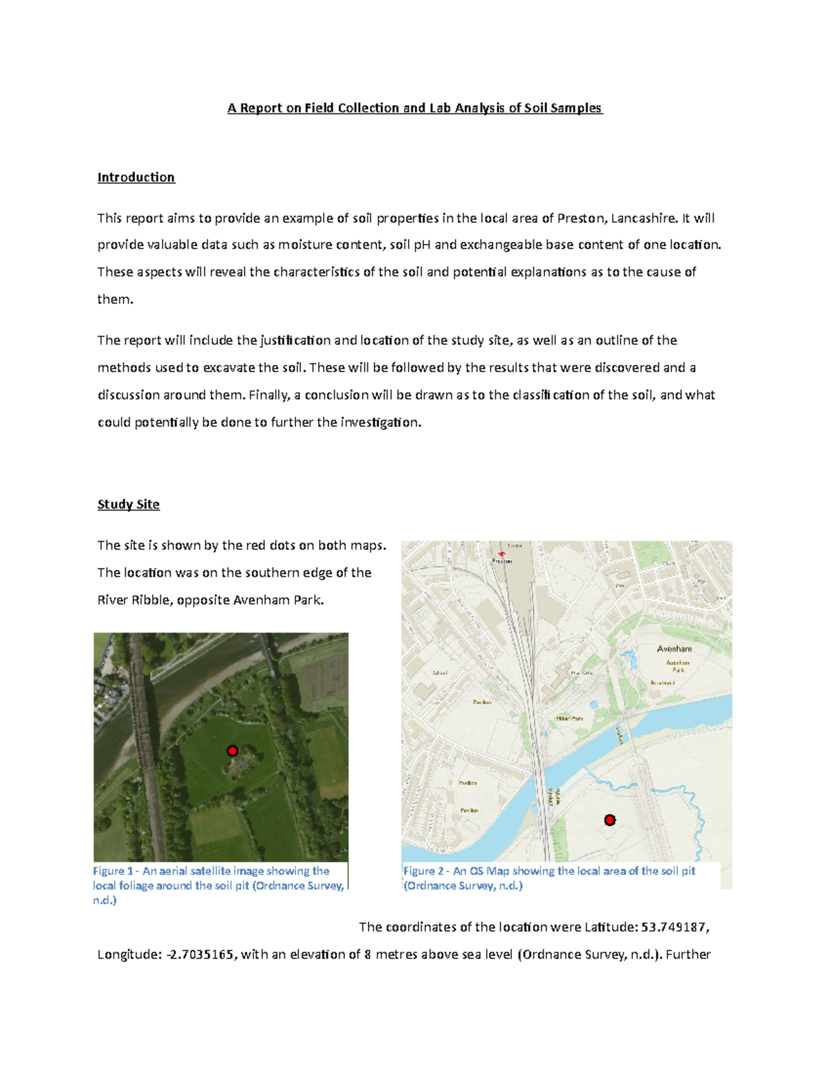 Example Field Collection and Lab Analysis of Soil Samples Report - A ...